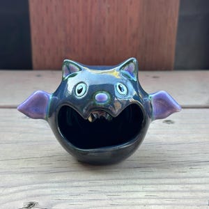 Hand Painted Ceramic Halloween Candy Bat - Etsy