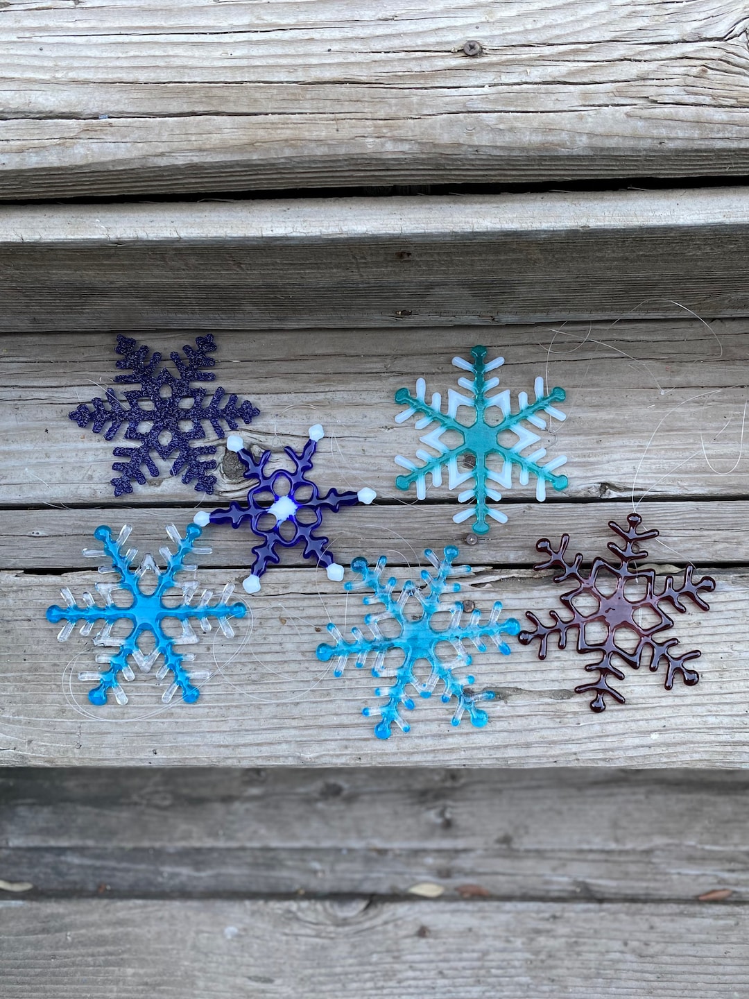 Large Fused Glass Snowflake Ornament or Suncatcher - Etsy
