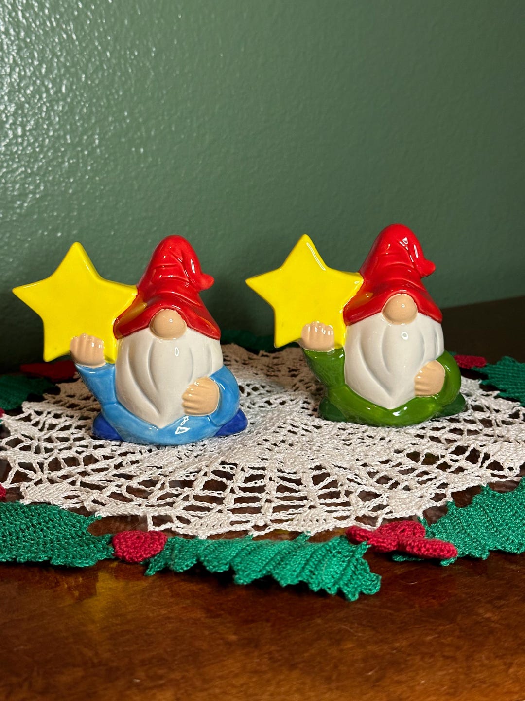 Hand Painted Ceramic Christmas Gnomes With a Star - Etsy