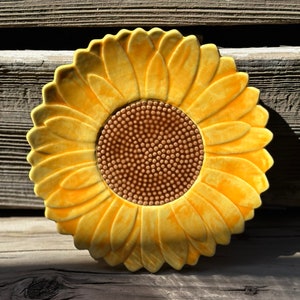 Hand Painted Ceramic Sunflower Plate and Bowl: Floral Dinnerware - Etsy