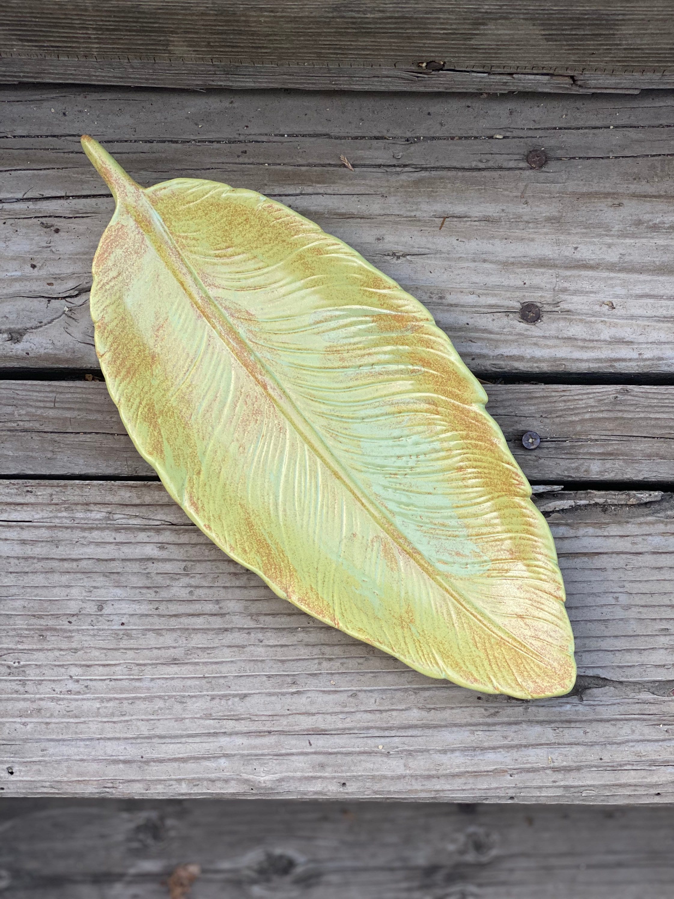 Hand Painted Ceramic Feather or Leaf Trinket Tray - Etsy