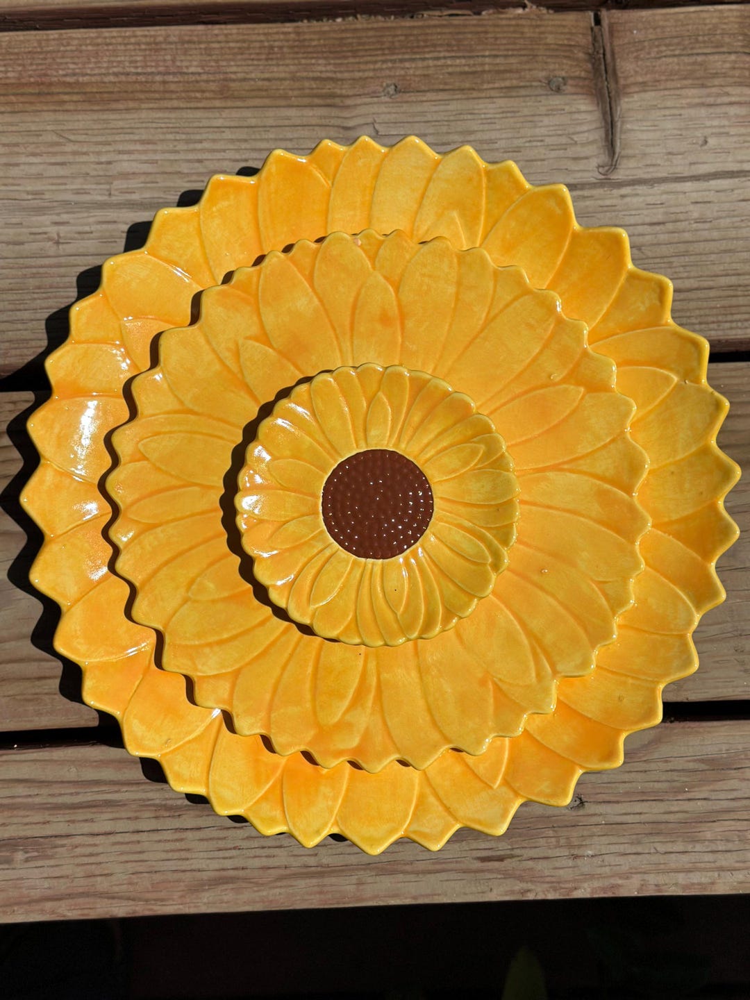 Hand Painted Ceramic Sunflower Plate and Bowl: Floral Dinnerware - Etsy