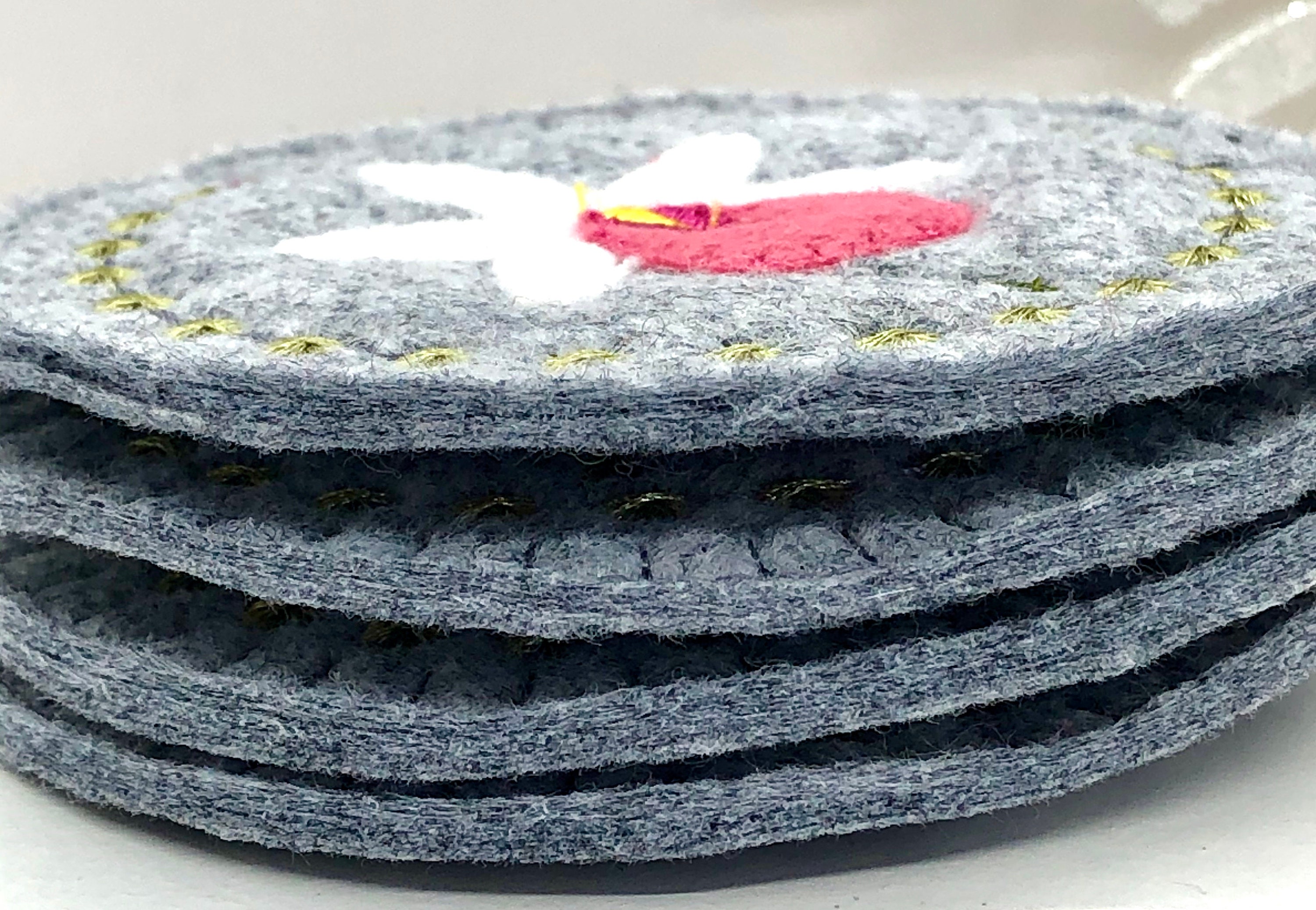 Embroidered Felt Coasters - Lady Slipper - Set of 4 - Etsy