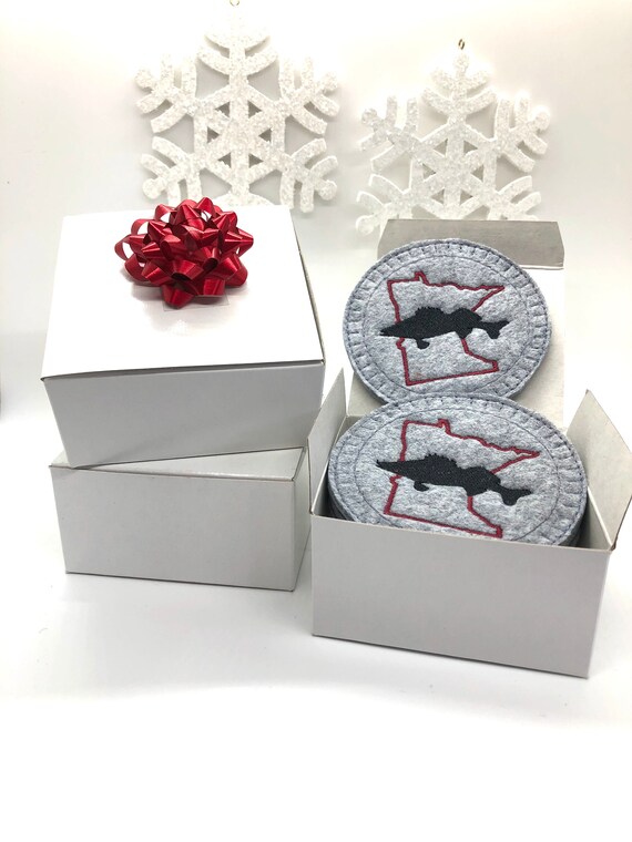Guy Gift Embroidered Felt Coasters Minnesota Walleye Set - Etsy