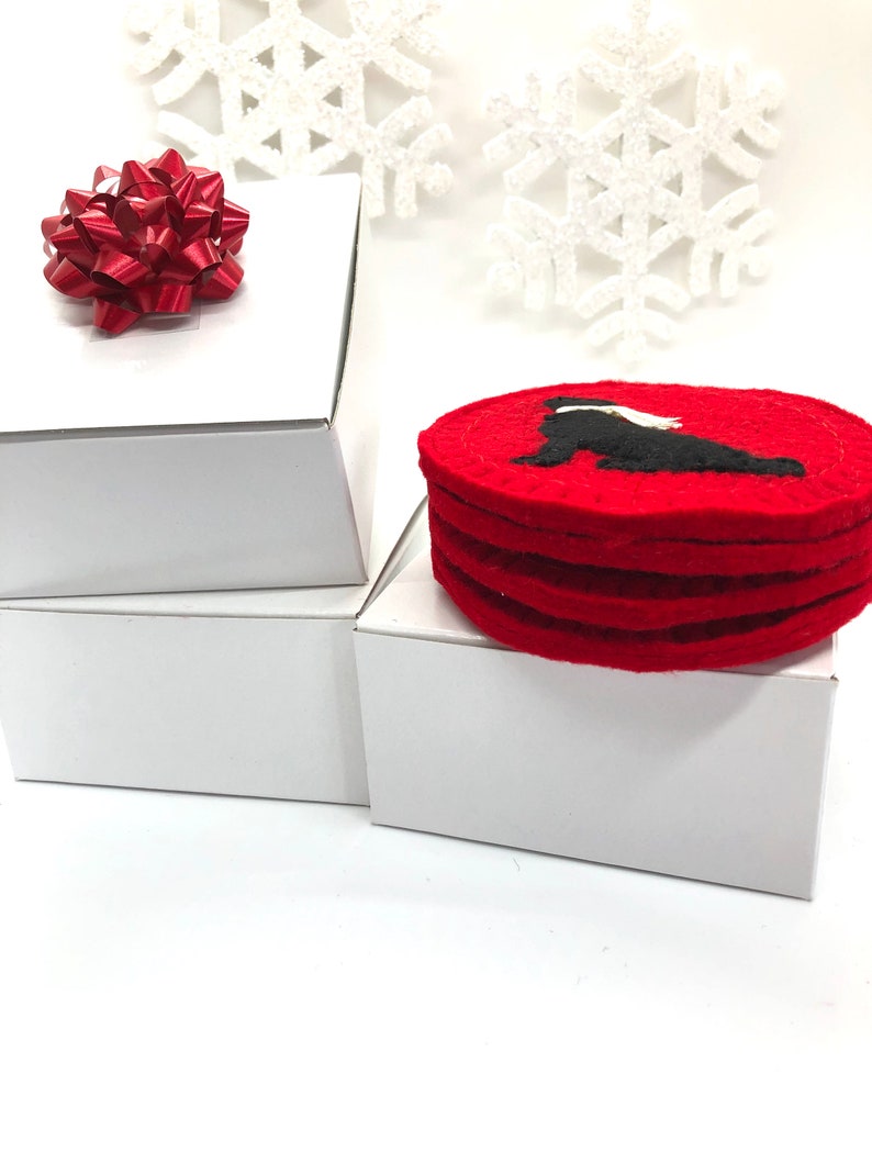 Embroidered Felt Coasters - Black Lab on Red Felt - Set of 4 - Etsy