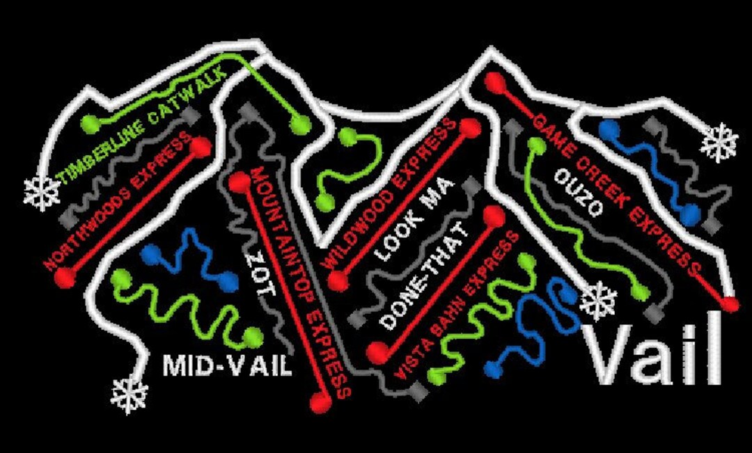 Ski Maps: VAIL Colorado Ski Map - Kitchen Towel - Alpine - Ski Vacation ...