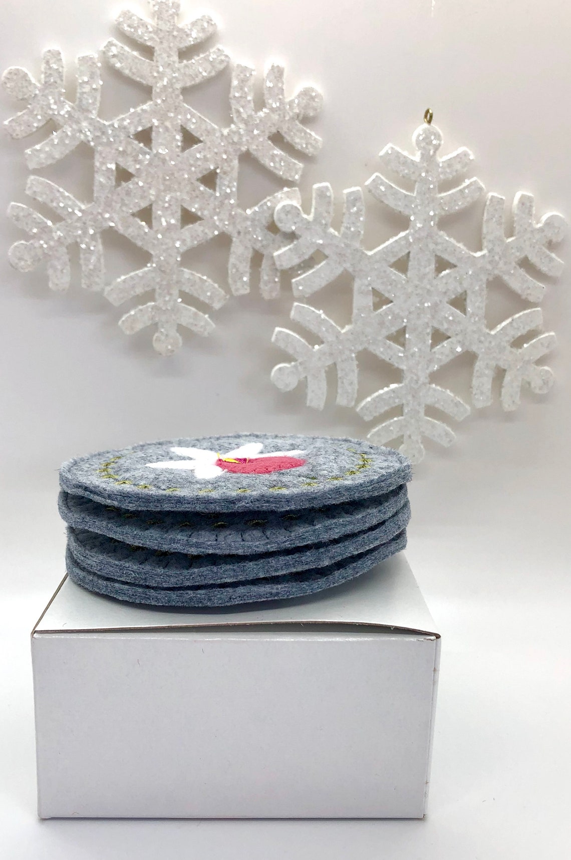 Embroidered Felt Coasters - Lady Slipper - Set of 4 - Etsy