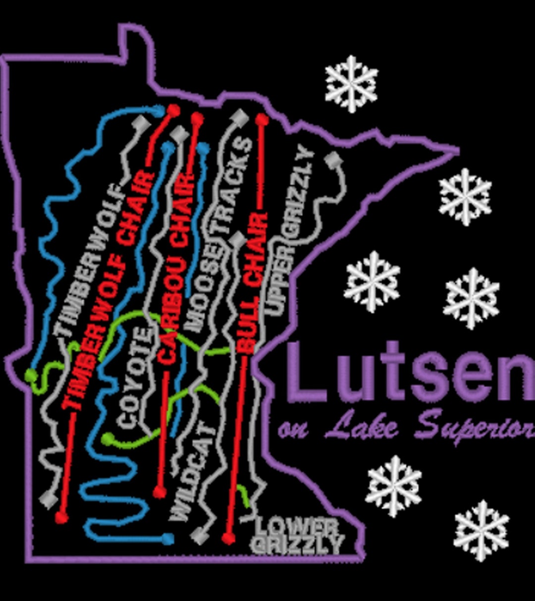 Ski Map: Lutsen Minnesota Ski Map - Kitchen Towel - Alpine - Ski ...