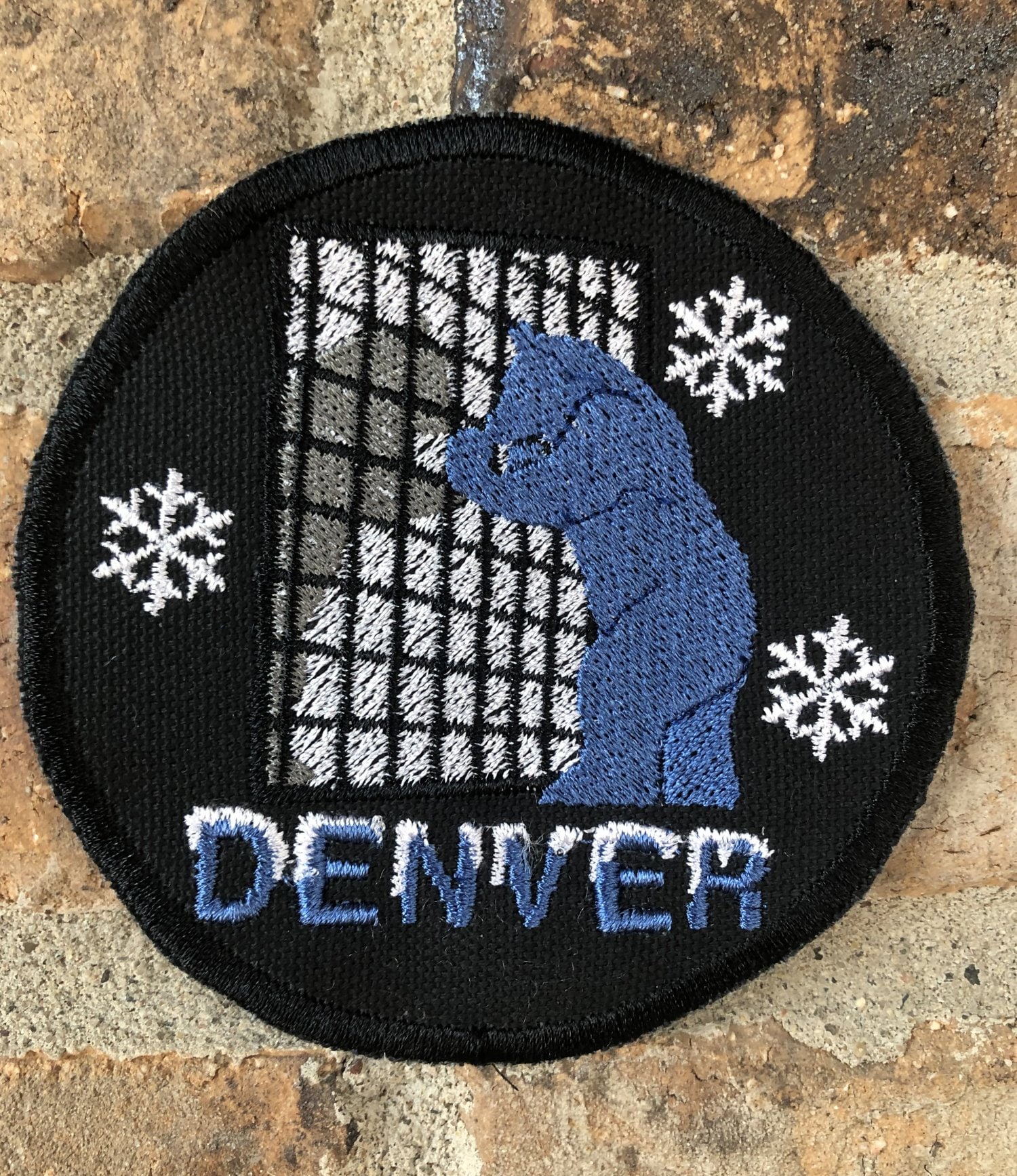Embroidered Patch Denver Big Blue Bear 4 inch diameter | Etsy