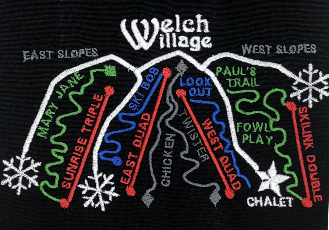 Ski Map Welch Village Minnesota Ski Map - Kitchen Towel - Alpine - Ski ...