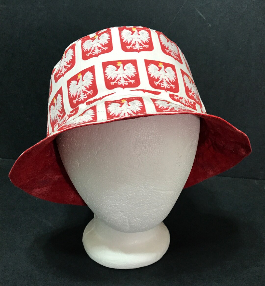 Polish Eagle Bucket Hat, Reversible, Unisex, Size LARGE, Cotton Fabric ...