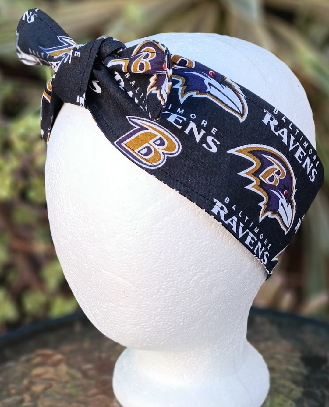 3” Wide Baltimore Ravens Headband, Handmade, Self Tie, Hair Wrap ...