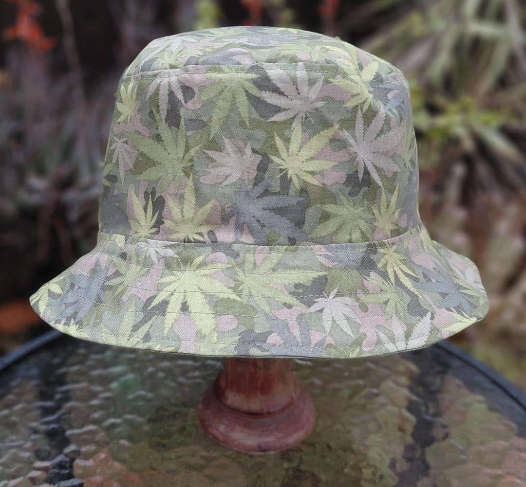 Cannabis Leaves Bucket Hat, Camouflage, Reversible, Sizes up to 4XL ...