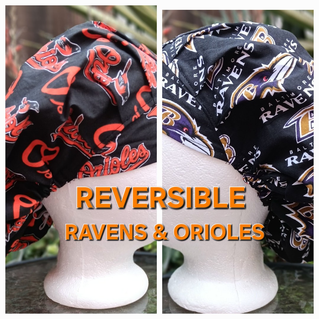 Reversible Orioles / Ravens Scrub Cap, Handmade, Bouffant Style ...