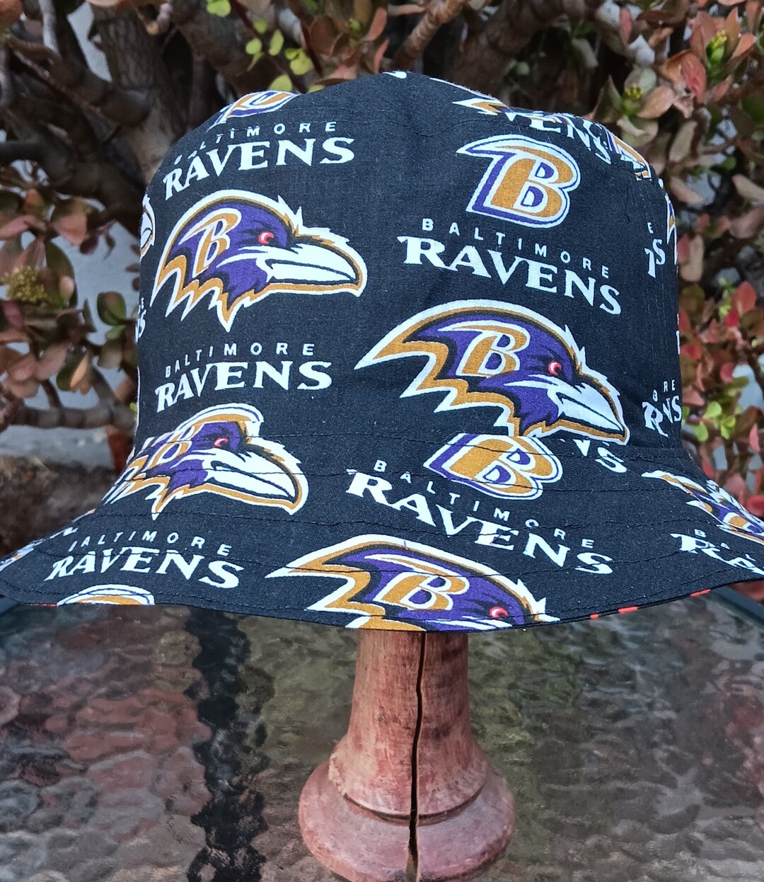 Baltimore Ravens Bucket Hat, Handmade, Reversible to Black, Sizes up to ...