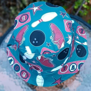 Bowling Theme Bucket Hat, Reversible, Unisex Sizes S-XXL, Cotton ...