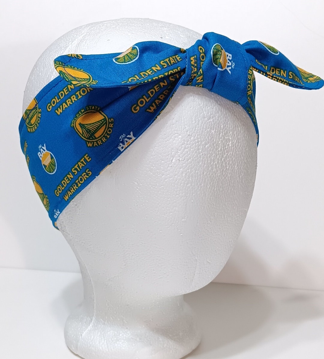 3 Wide GSW Golden State Warriors Head Band, Self Tie, Hair Wrap, Head ...