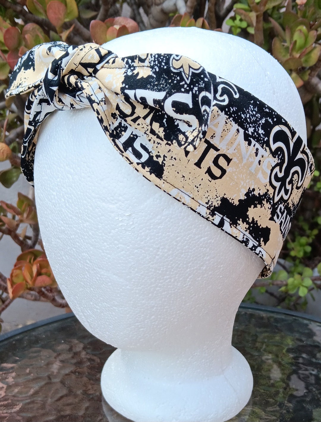 3” Wide New Orleans Saints Headband, Self Tie Hair Wrap, Pin up Style ...