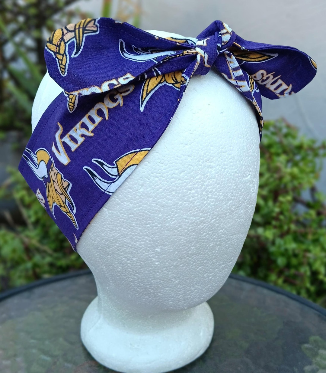3” Wide Minnesota Vikings Headband, Handmade, Hair Tie, Self Tie ...