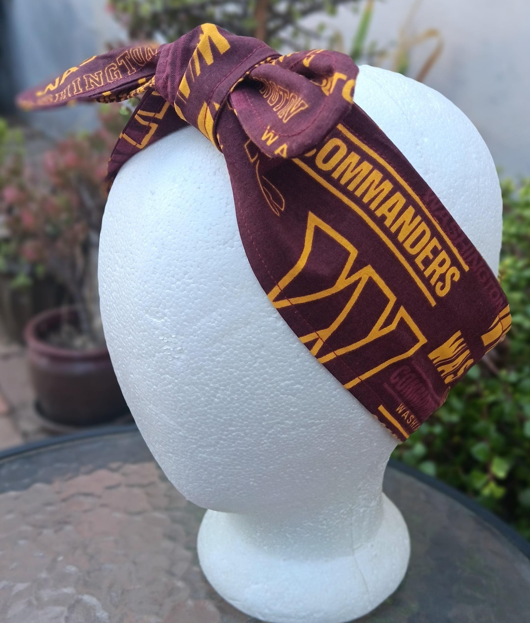 3” Washington Commanders Headband, Handmade, Self Tie Hair Wrap, Pin up ...