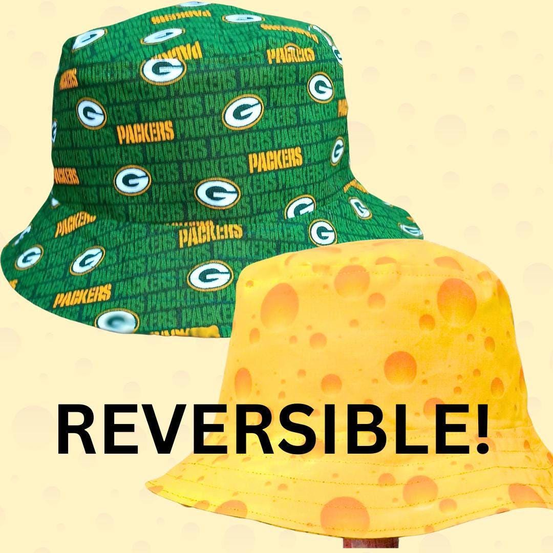 Green Bay Packers / Cheese Bucket Hat, Handmade, Reversible, Sizes up ...
