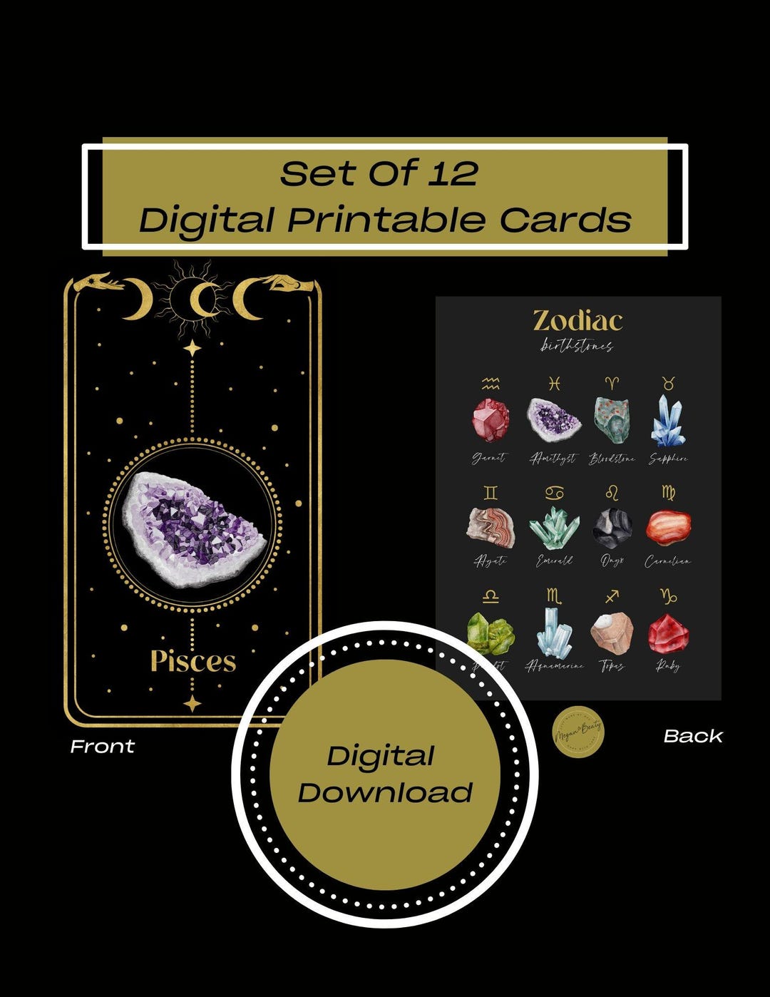 Zodiac Birthstone Greeting & Birthday Cards - Digital File - Etsy