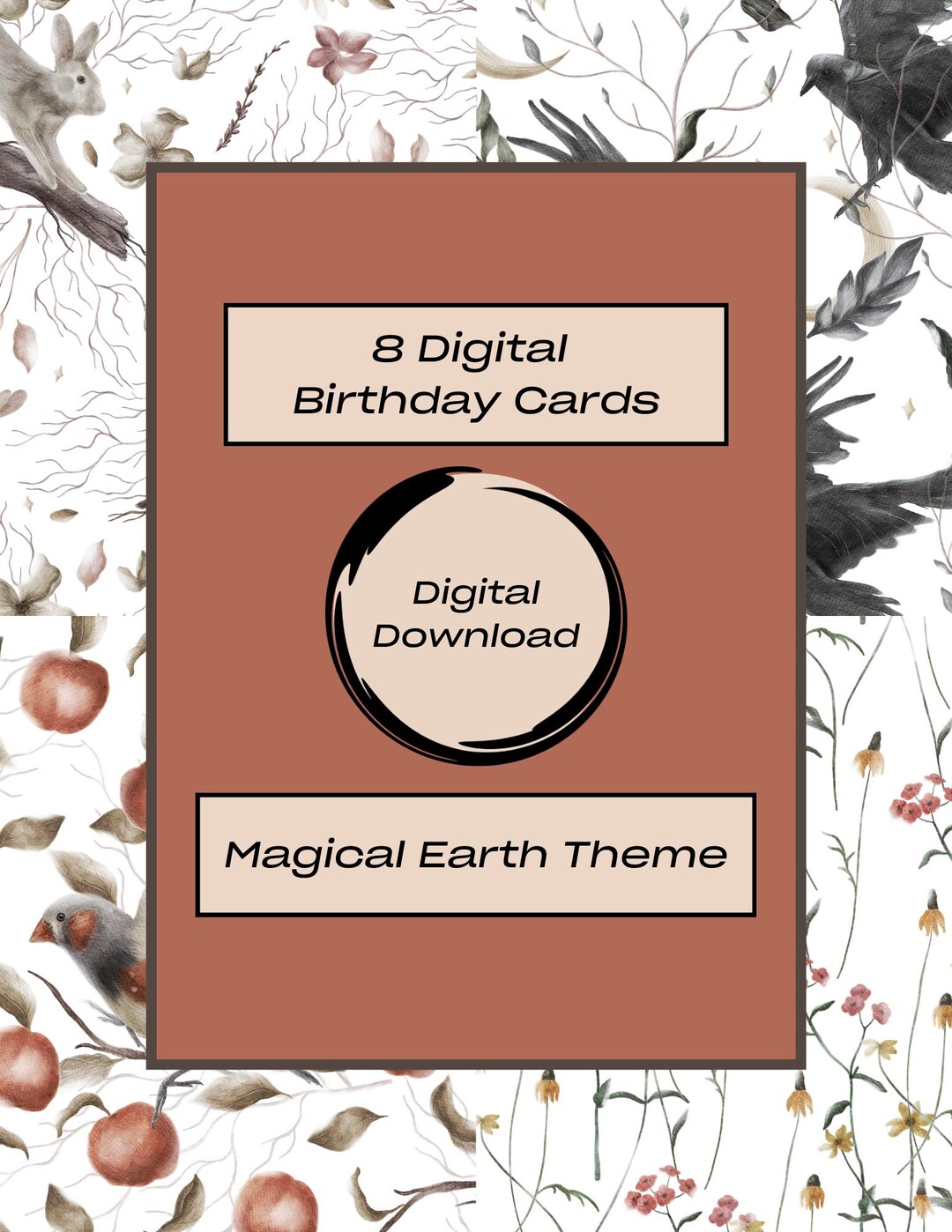 Magical Earth Birthday Cards - Digital File Only - Set of 8 Printable ...