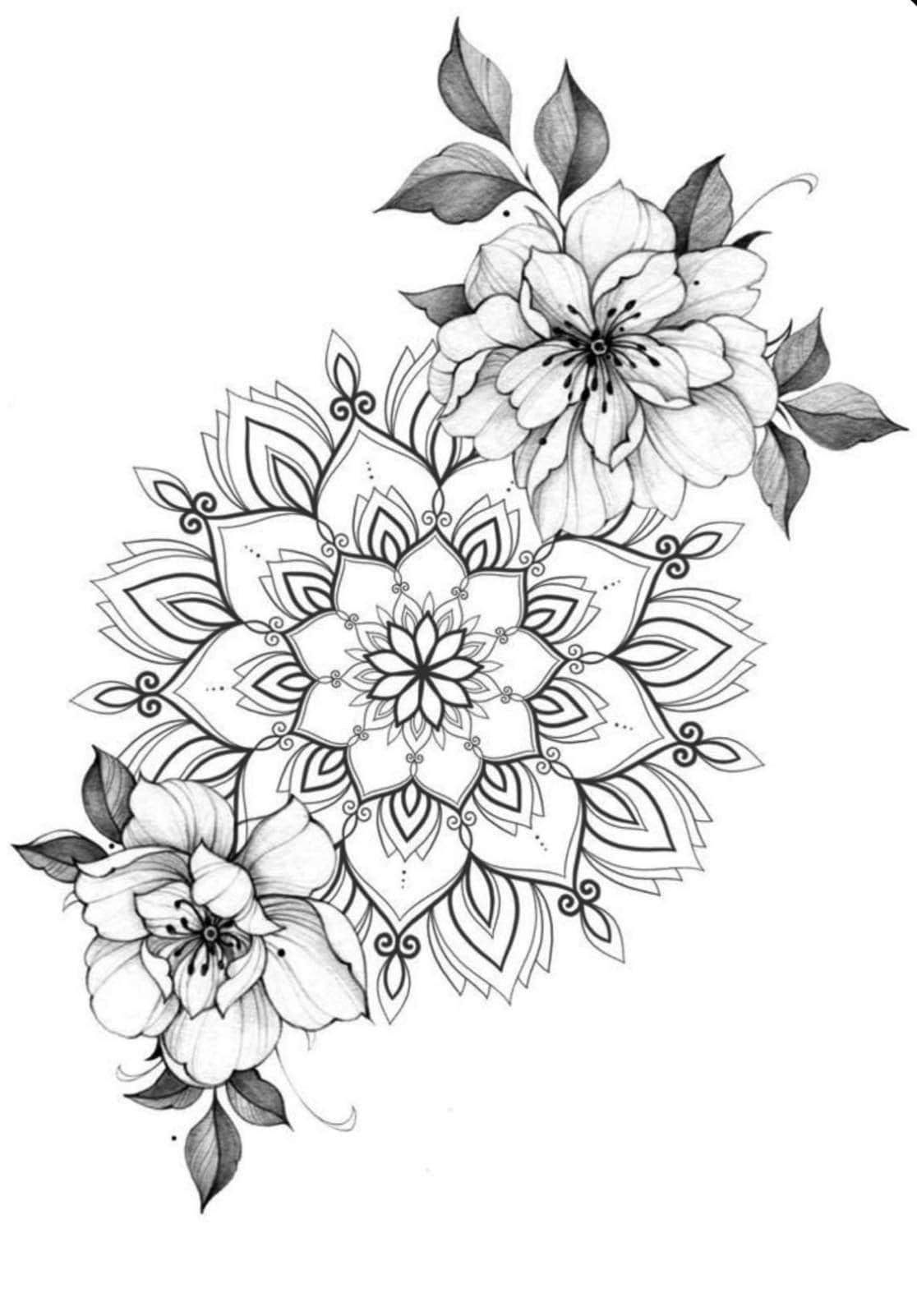 Mandala Floral Tattoo Stencil and Reference Photo Design - Etsy