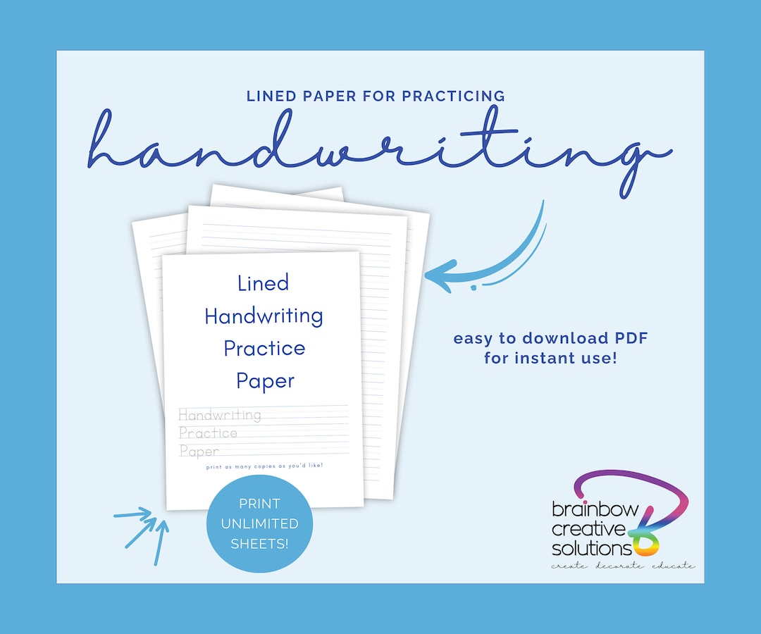Handwriting Practice Sheet for Kids, Lined Writing Paper for Students ...