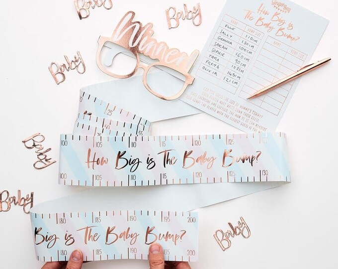 Measure Tape Game Baby Shower Mummy to Be Party Decorations Rose Gold ...
