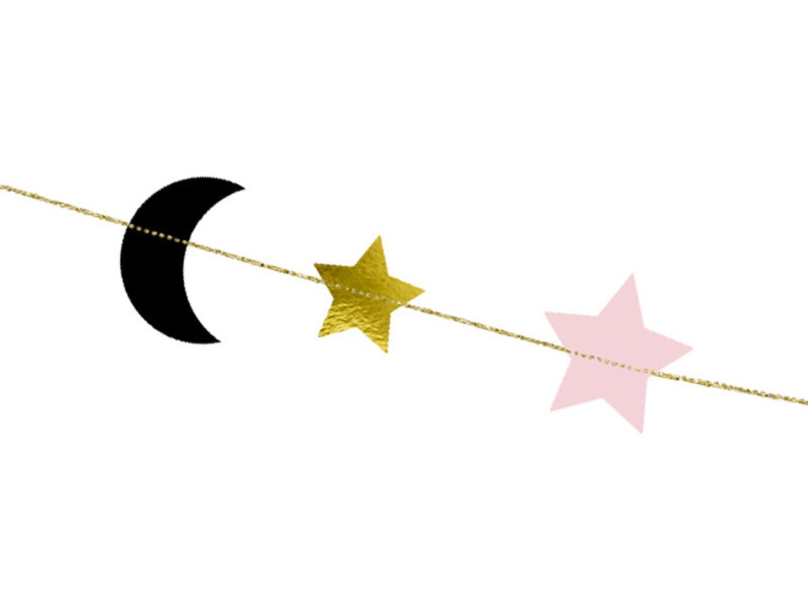 Stars and Moons Garland Banner Halloween Party Decorations Pink Gold ...