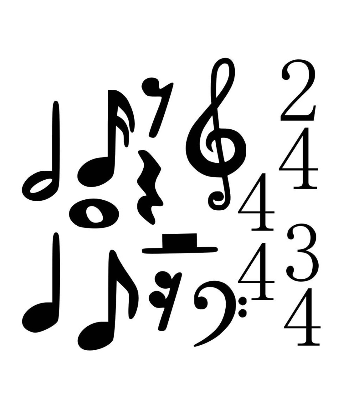 Music Notes, Rests, Clefs, and Time Signatures Adhesive Band Classroom ...