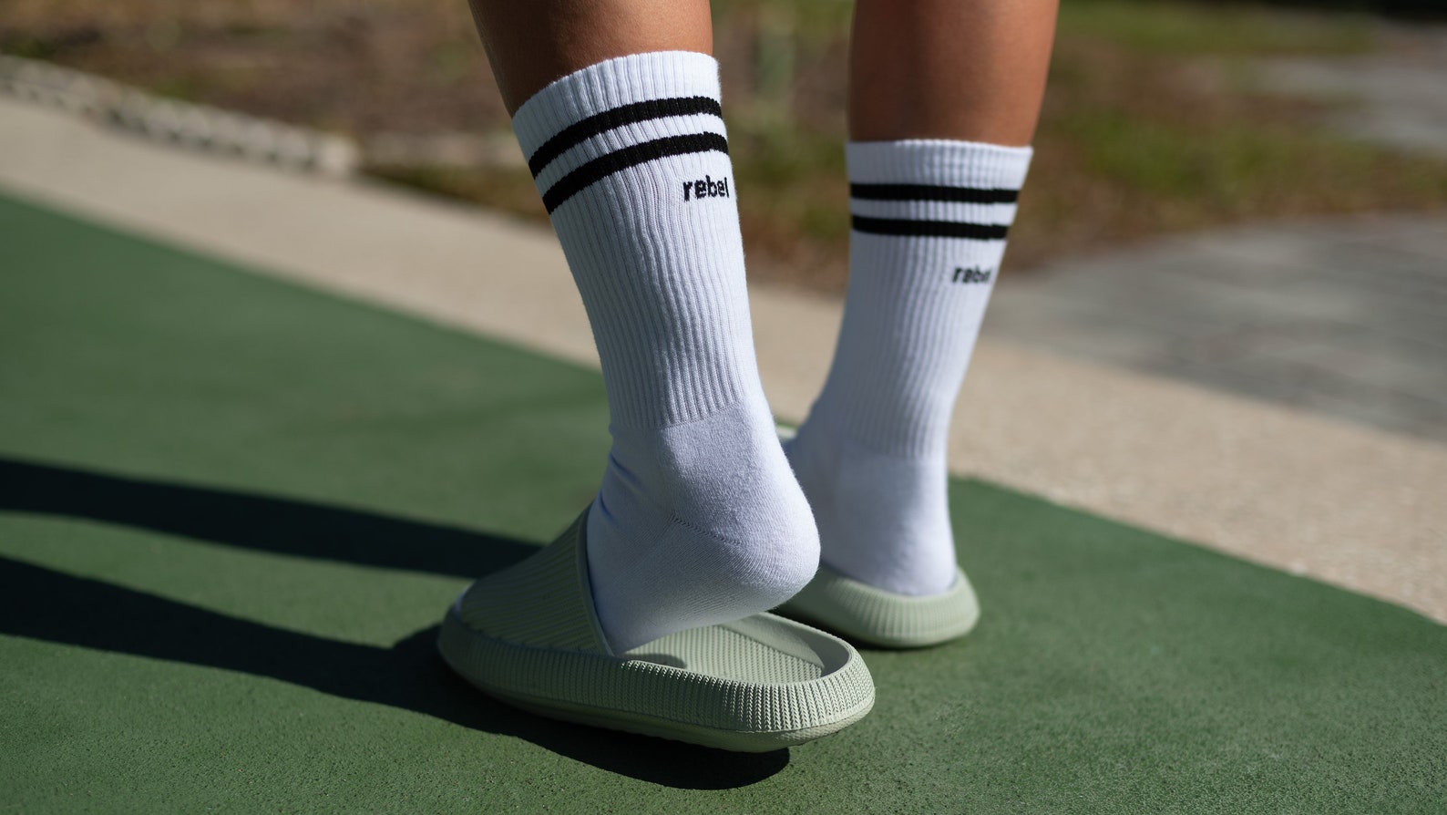 Slouchy White Socks - Athletic, Active, Stripe, Luxurious, Chic, Padded ...