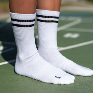 Slouchy White Socks - Athletic, Active, Stripe, Luxurious, Chic, Padded ...