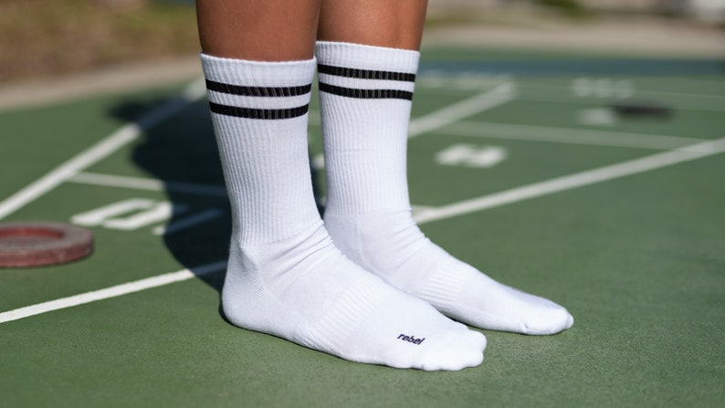 Slouchy White Socks - Athletic, Active, Stripe, Luxurious, Chic, Padded ...