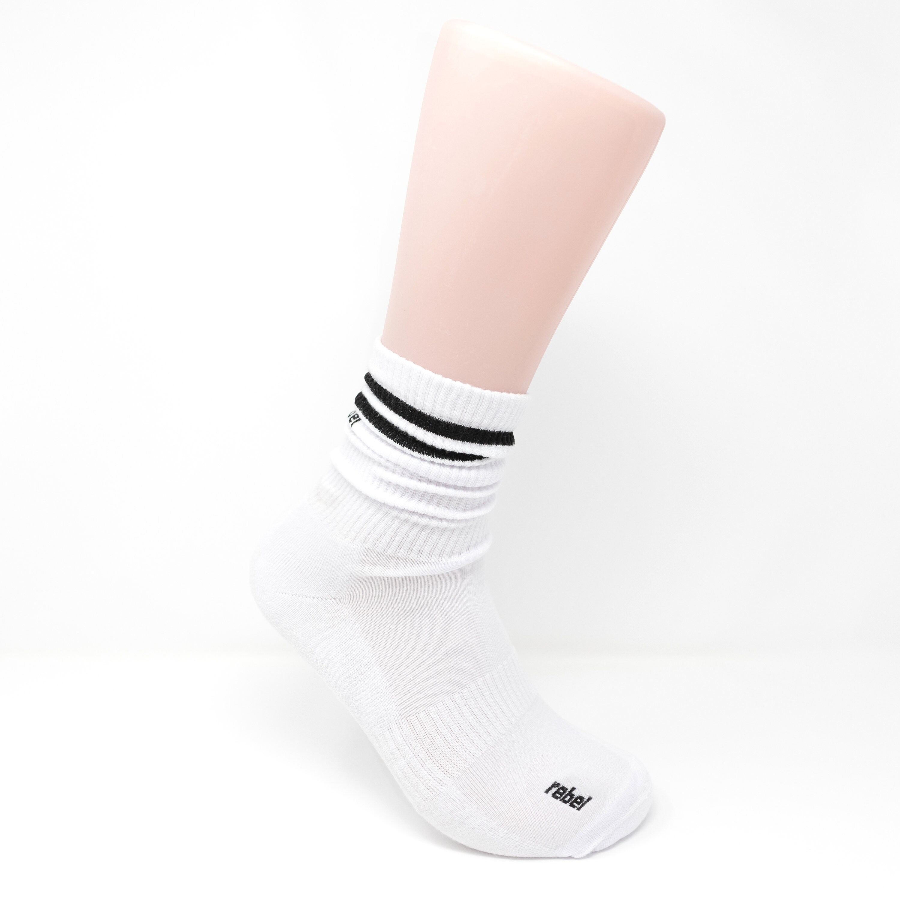 Slouchy White Socks - Athletic, Active, Stripe, Luxurious, Chic, Padded ...
