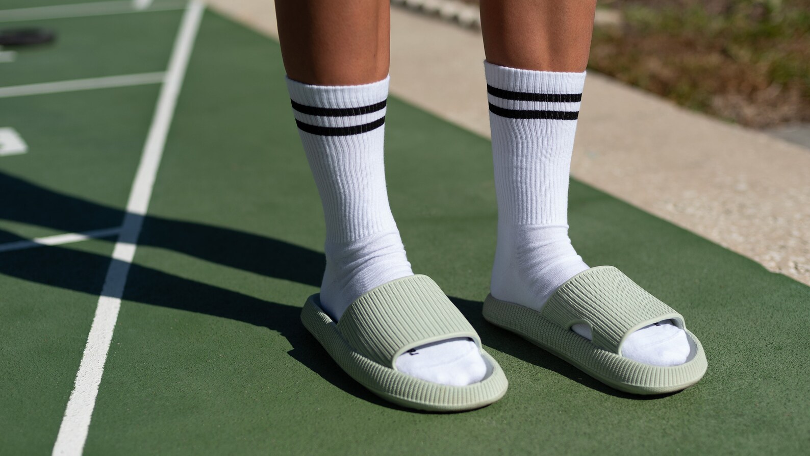 Slouchy White Socks - Athletic, Active, Stripe, Luxurious, Chic, Padded ...