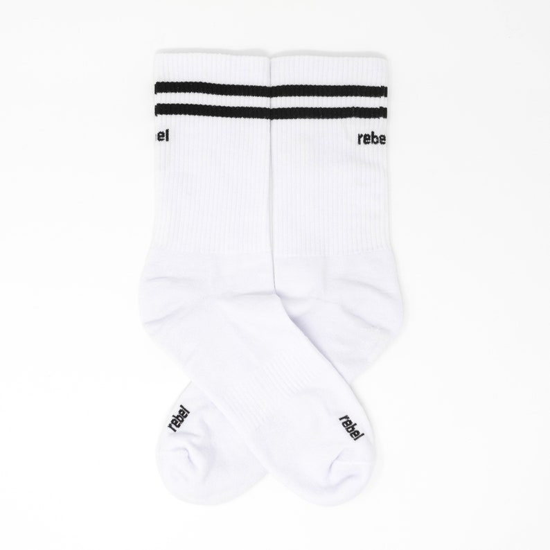 Slouchy White Socks - Athletic, Active, Stripe, Luxurious, Chic, Padded ...