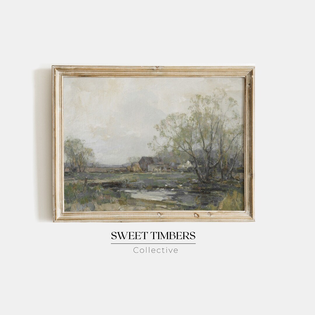 Vintage French Country Landscape| Farmhouse Scenery Art | Antique ...