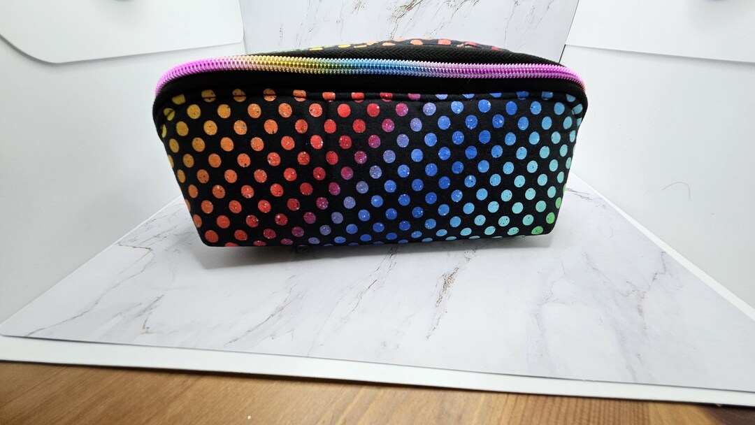 Black Rainbow Polka Dot Roo Art Pouch, Pencil Case, Zipper Bag - Etsy