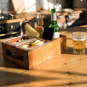 Wooden Beer and Snacks Carrier With Smartphone and TV Remote Beer Box ...