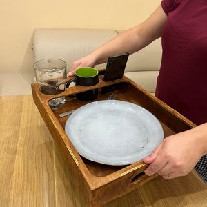 Wooden Serving Tray With Cup Holder Handmade Home Decore Drink ...