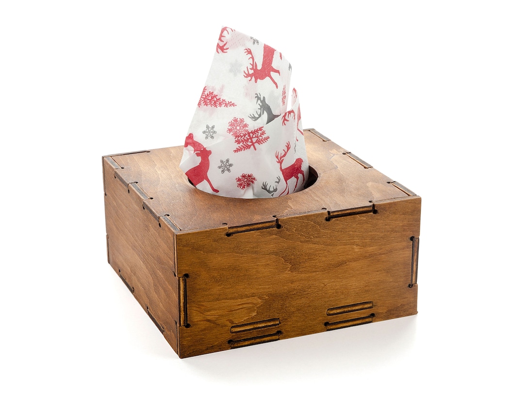 Tissue Napkin Box Wooden Decorative Tissue and Napkin Holder With Slide ...