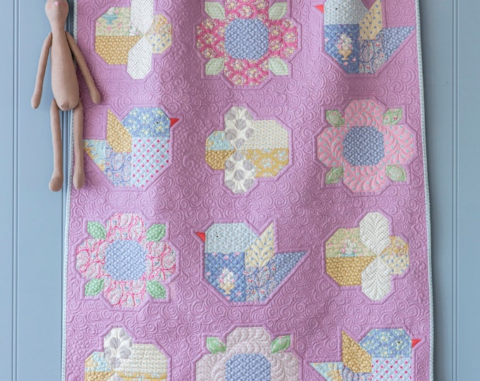 ADORE YOU BABY Quilt Kit in Lavender Pink Colorway With Backing Tilda ...