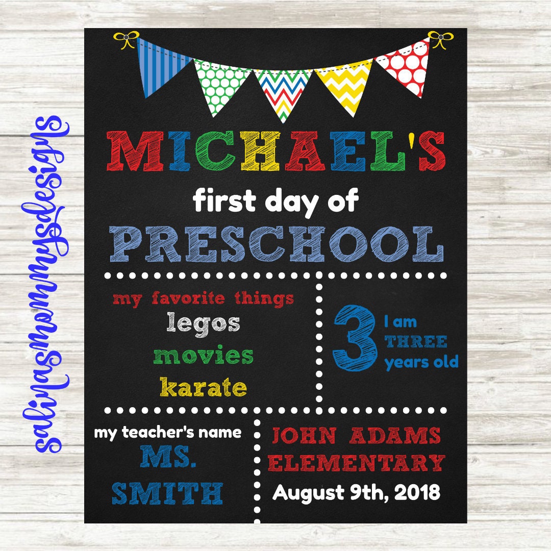 First Day, Back to School Preschool Signs 8.5x11 - Etsy