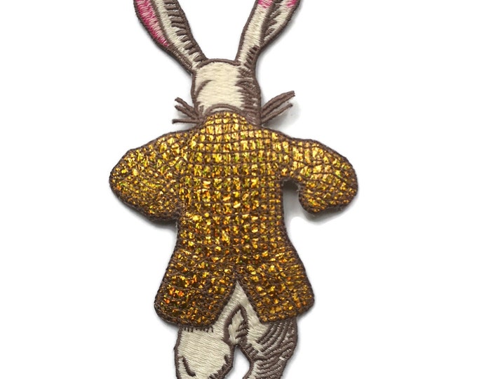 White Rabbit Alice in Wonderland Metallic Gold Embroidered - Etsy