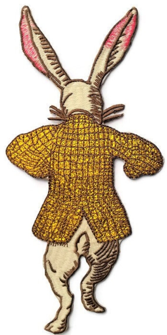 White Rabbit Alice in Wonderland Metallic Gold Embroidered | Etsy