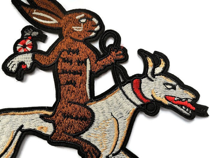 Medieval Folklore Embroidered Dog Rabbit Cut Out Iron on Patch - Etsy