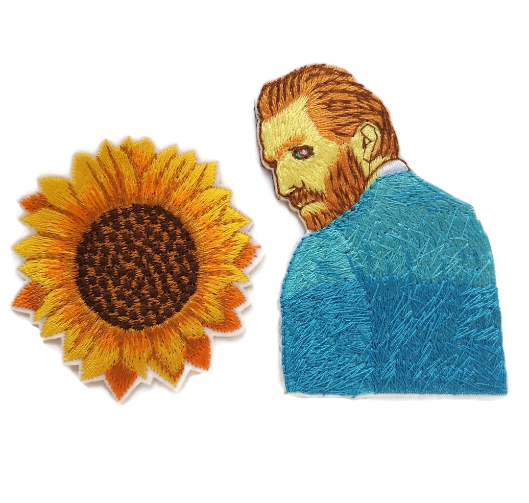 Vincent Van Gogh With Sunflower Embroidered Patch Iron on Set - Etsy