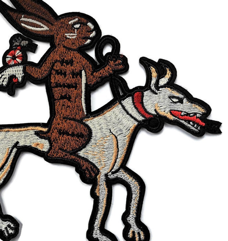 Medieval Folklore Embroidered Dog Rabbit Cut Out Iron on Patch Applique ...